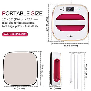 HTVRONT Heat Press Machine for T Shirts, 10"X10" Portable T Shirt Press Machine, Fast Heat-up Iron Press Heat Transfer Machine for Hat, Vinyl, Sublimation (Raspberry)