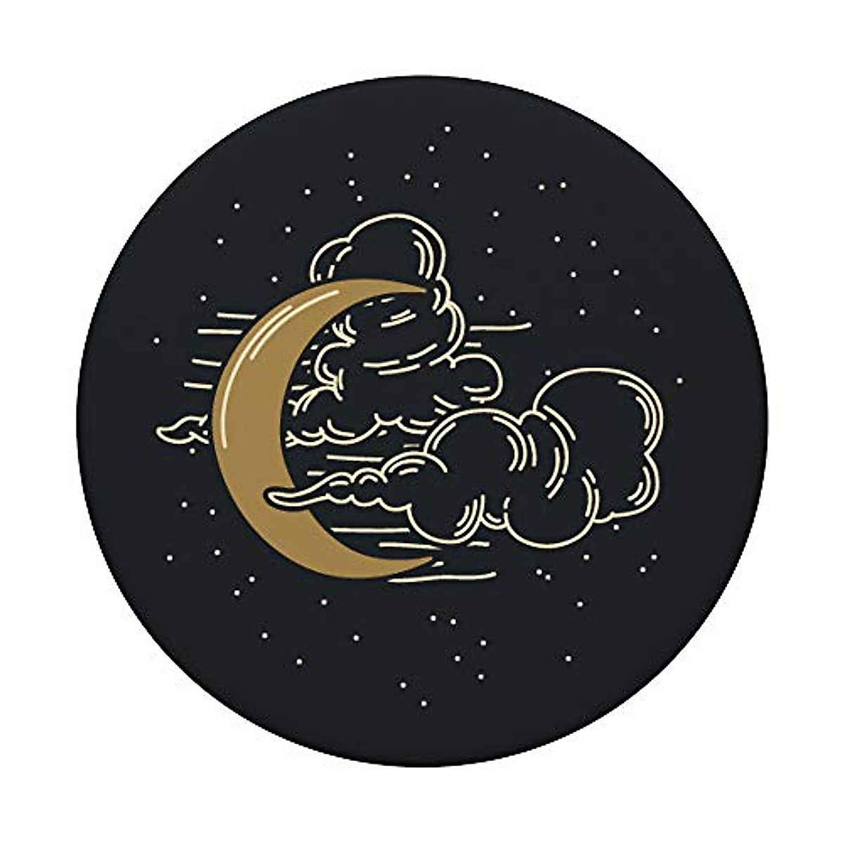 Crescent Moon Clouds Starry Sky Black PopSockets Swappable PopGrip