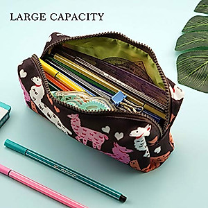 Llama Pencil Case Large Capacity Canvas Pen Bag Pouch Stationary Case Makeup Cosmetic Bag (Llama)
