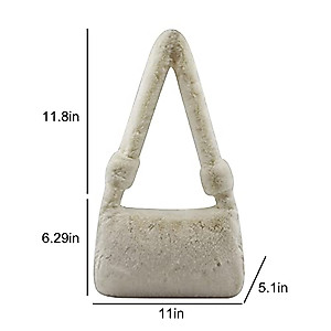 Women Girls Fashion Leopard Cow Print Fluffy Tote Handbag Soft Plush Faux Fur Underarm Shoulder Wallet Purse