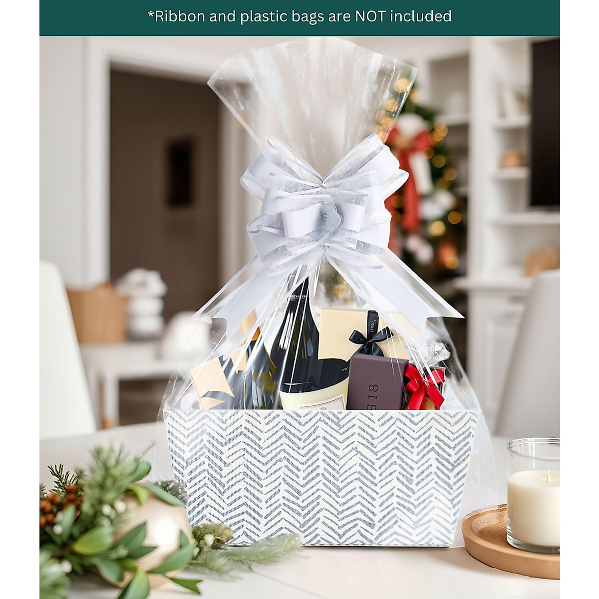 DECOMOMO Gift Basket Empty - Small Basket for All Occasions: Holiday, Baby Shower, Wedding, Anniversary | Perfect for Organizing Countertops, Drawers, and Toiletries (Set of 4 - Pattern Grey)