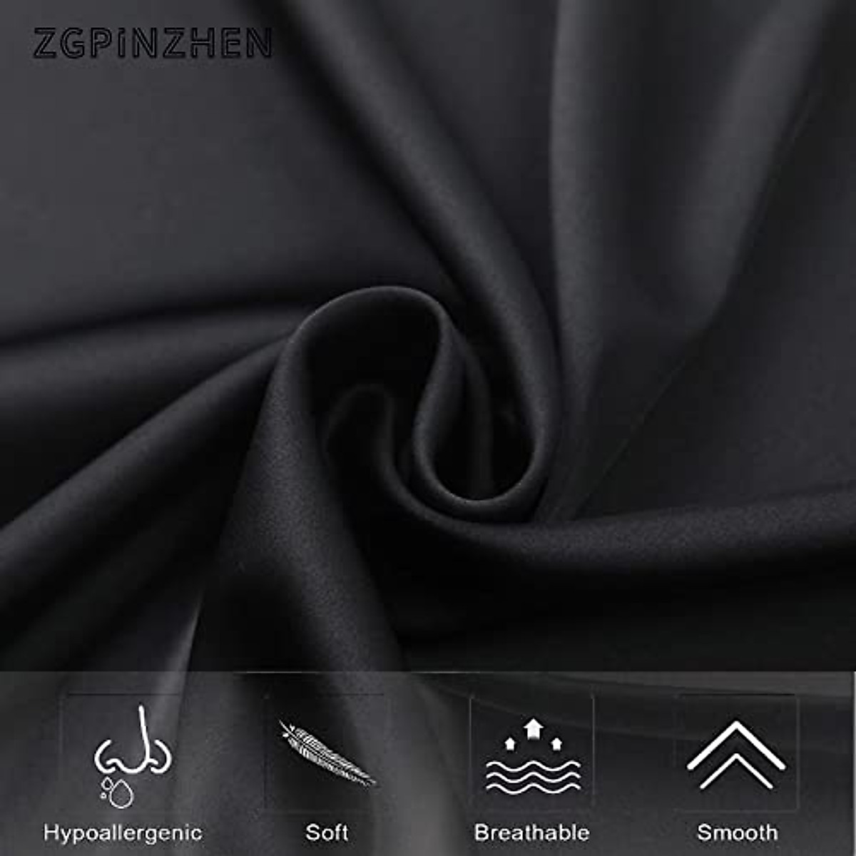 ZGPINZHEN 100% Mulberry Silk Pillowcase for Hair and Skin 2 Pack,19 Momme 600 Thread Count Natural Silk Pillow Cover Set of 2,with Hidden Zipper,Soft Breathable Smooth. (Standard 20"x26", Black)