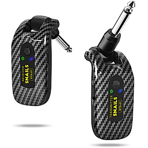 LOTMUSIC 2.4GHZ Wireless Guitar System, Rechargeable Digital Wireless Guitar Transmitter Receiver with 4 Channels and Long Battery Endurance for Electric Guitar Bass