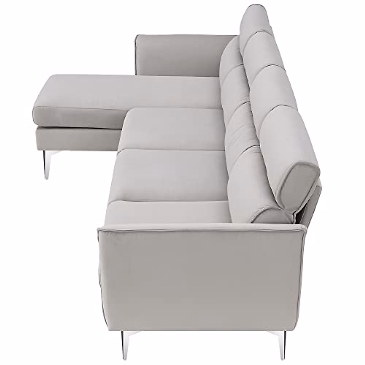 Lifeand 111" Convertible Sectional, Flannel L Shape Furniture Couch Left/Right Handed Chaise Sofas, Gray