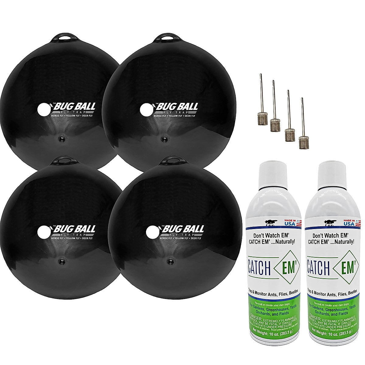 Bug Ball 4 Pack Deluxe kit - Odorless Eco-Friendly Biting Fly and Insect Killer with NO Pesticides or Electricity Needed, Kid and Pet Safe