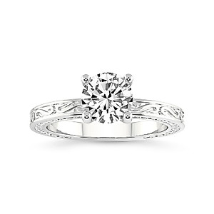 FRIENDLY DIAMONDS 1 carat - 3 carat | IGI Certified Lab Grown Diamond Engagement Ring | 14K Or 18K in White, Yellow Or Rose Gold | Ivory Vintage Solitaire Lab Diamond Ring | FG-VS1-VS2 Quality, 1 ct,