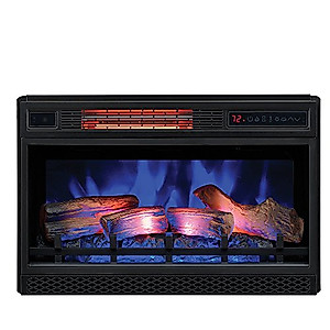ClassicFlame 26" 3D Infrared Quartz Electric Fireplace Insert Plug and Safer Sensor, Black