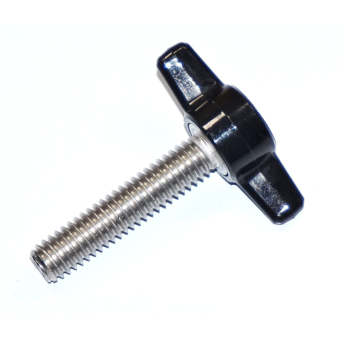 1/4"-20 x 1 Black Thumb Screw Stainless Steel Tee Wing Thumb Screws 1" Stud Coarse Threads Plastic Knob Thumbscrew - (4)