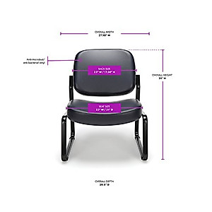 OFM Big & Tall Armless Guest and Reception Chair, Black