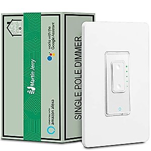Smart Dimmer Switch by Martin Jerry | White, Supports LED, 2.4G WiFi, Voice Control via Echo & Google Home, a Neutral Wire is Necessary for Installation