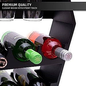 HippoProof Coffin Wine Rack Countertop - Wood Coffin Rack for Kitchen or Living Room - Black Wooden Coffin Shelf Bottle Holder - Gift on Any Occasion, Length: 7 inches , Height: 25 inches x 15 inches