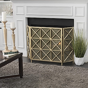 Christopher Knight Home Margaret 3 Panelled Iron Fireplace Screen, Gold