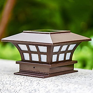 CZLZY Solar LED Pillar Lamp Outdoor Waterproof Post Light Simple ABS Material Small Square Column Light Villa Garden Wall Pedestal Light Gate Decorative Lighting Fixtures