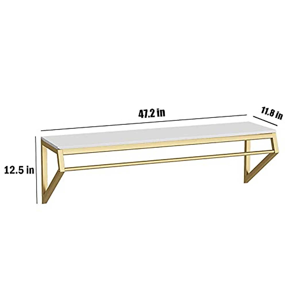 FURVOKIA Modern Simple Men's and Women's Clothing Store Heavy Duty Metal Display Shelf,Wall-Mounted Garment Rack with Wood,Clothes Rail,Bathroom Hanging Towel Rack (Gold Square Tube, B-47.2" L)