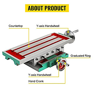 Mophorn Milling Working Table 17.7 X 6.7 Inch, Compound Milling Machine Work Table 2 Axis 4 Ways Move, Multifunction Milling Working Table Heavy-duty Structure,for Milling and Drilling Machine