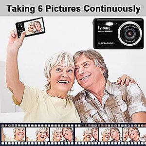 Digital Camera for Photography, 20MP Rechargeable Point and Shoot Digital Camera with 2.8" LCD 8X Digital Zoom for Kids Teens Elders（Black）