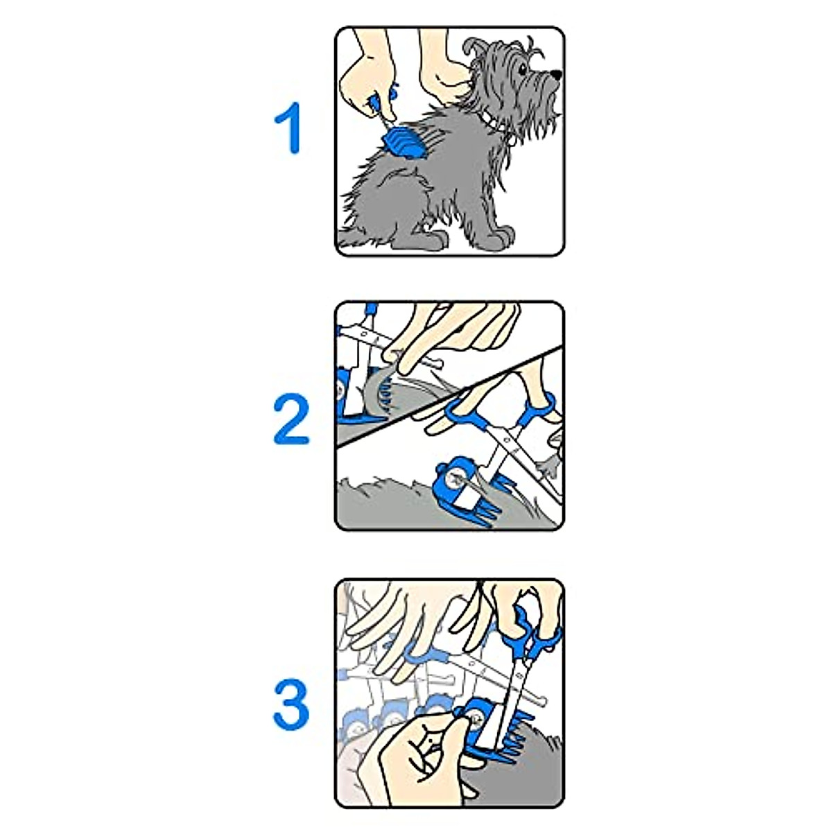 SCAREDY CUT Silent Pet Grooming Kit for Dog, Cat and All Pet Grooming - A Quiet Alternative to Electric Clippers for Sensitive Pets (Right-Handed Blue)