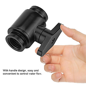 Mini Water Cooling Valve G1/4" Thread Internal Dentition PC Water Radiator Water Ball Valve for Computer Water Cooling System (Black Handle)