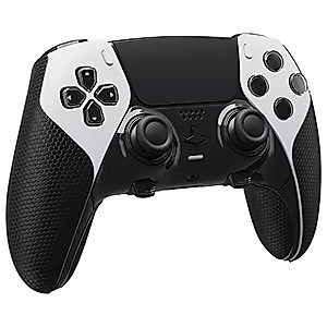 PlayVital Anti-Skid Sweat-Absorbent Controller Grip for ps5 Edge Wireless Controller, Professional Textured Soft PU Handle Grips Anti Sweat Protector for ps5 Edge Controller - Black