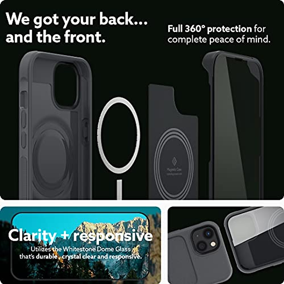 Caseology Stratum [Built-in Screen Protector & Magnet] Designed for Magsafe Compatible with iPhone 13 Case (2021) - Ash Gray