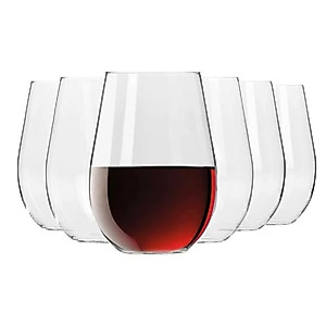 Krosno Stemless Red Wine Glasses | Set of 6 | 19.6 oz | Harmony Collection | Perfect for Cocktails Drinks Water Juice Scotch Irish Liquor Whiskey | Gift Idea | Made in Europe