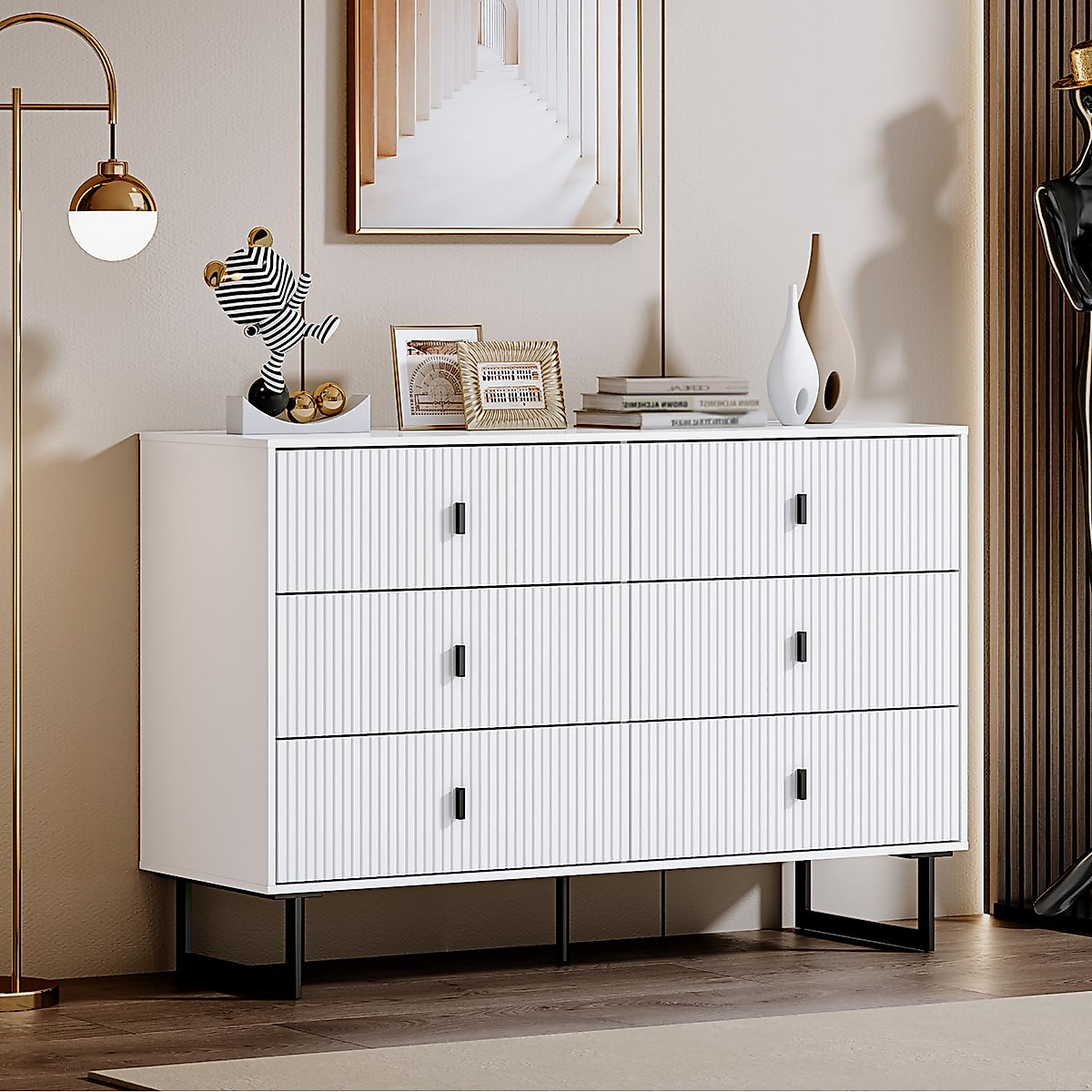 Chrangmay Chest of Drawers with 6 Drawers,Deep Drawers,Clothes Organizer,Large Storage Cabinet for Living Room, Bedroom,Hallway,with Anti-Tipping Device