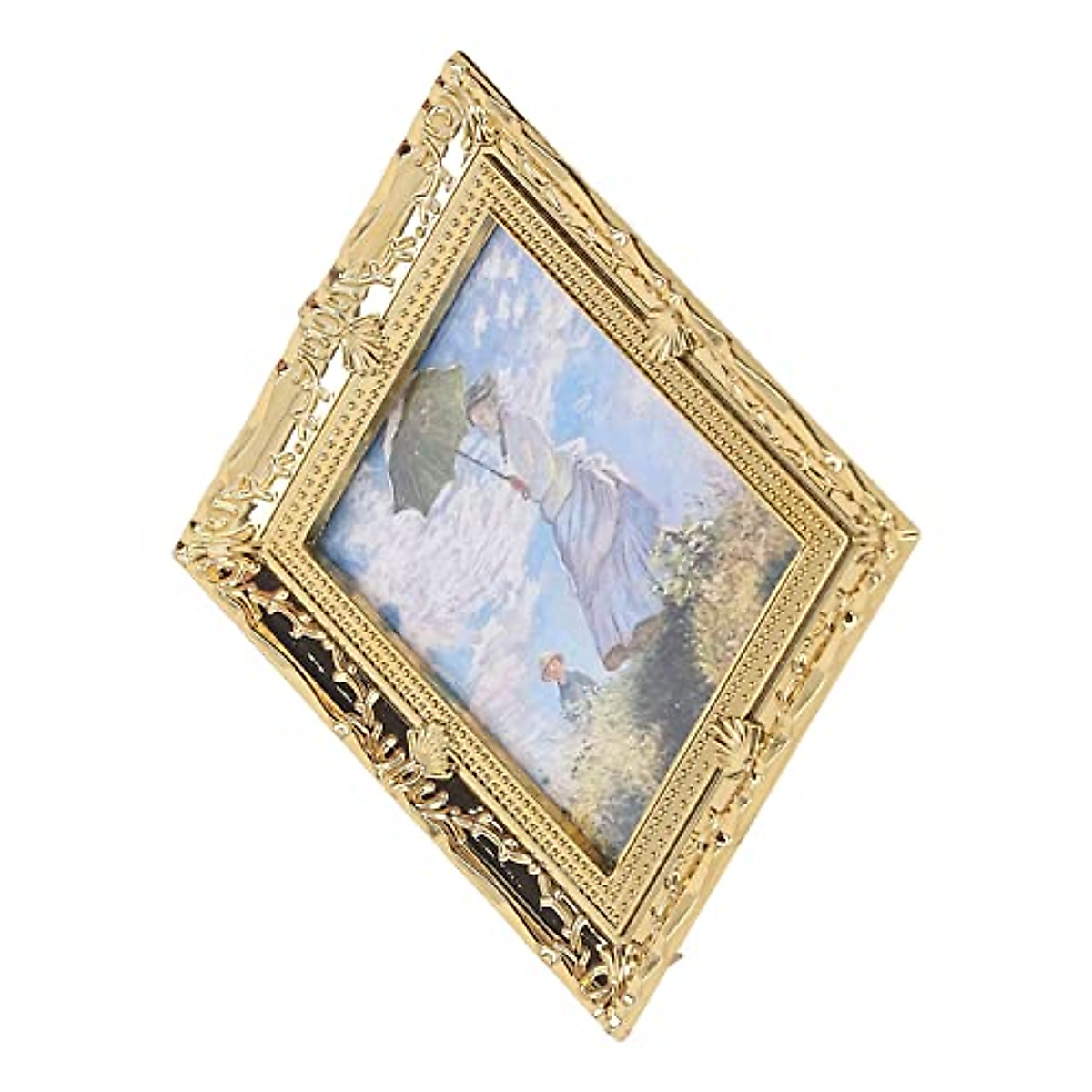 CUTULAMO Miniatures Oil Painting, Exquisite Acrylic Beautiful Miniatures Art Painting High Light Transmission for Girls for 1:12 Miniature Doll House(Umbrella Girl)