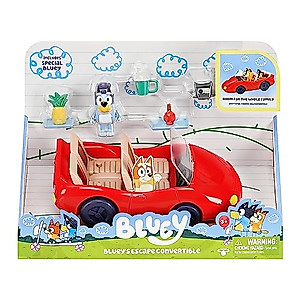 Bluey Vehicle and Figure Pack, Escape Convertible with 2.5 inch Exclusive Figure, 4 Accessories and Sticker Sheet