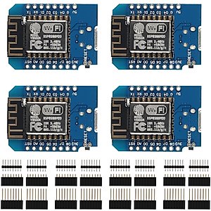 AITIAO 4Pcs ESP8266 ESP-12 ESP-12F NodeMcu Mini D1 Module for WeMos Lua 4M Bytes WLAN WiFi Internet Development Board Base on ESP8266 ESP-12F Compatible with WeMos D1 Mini
