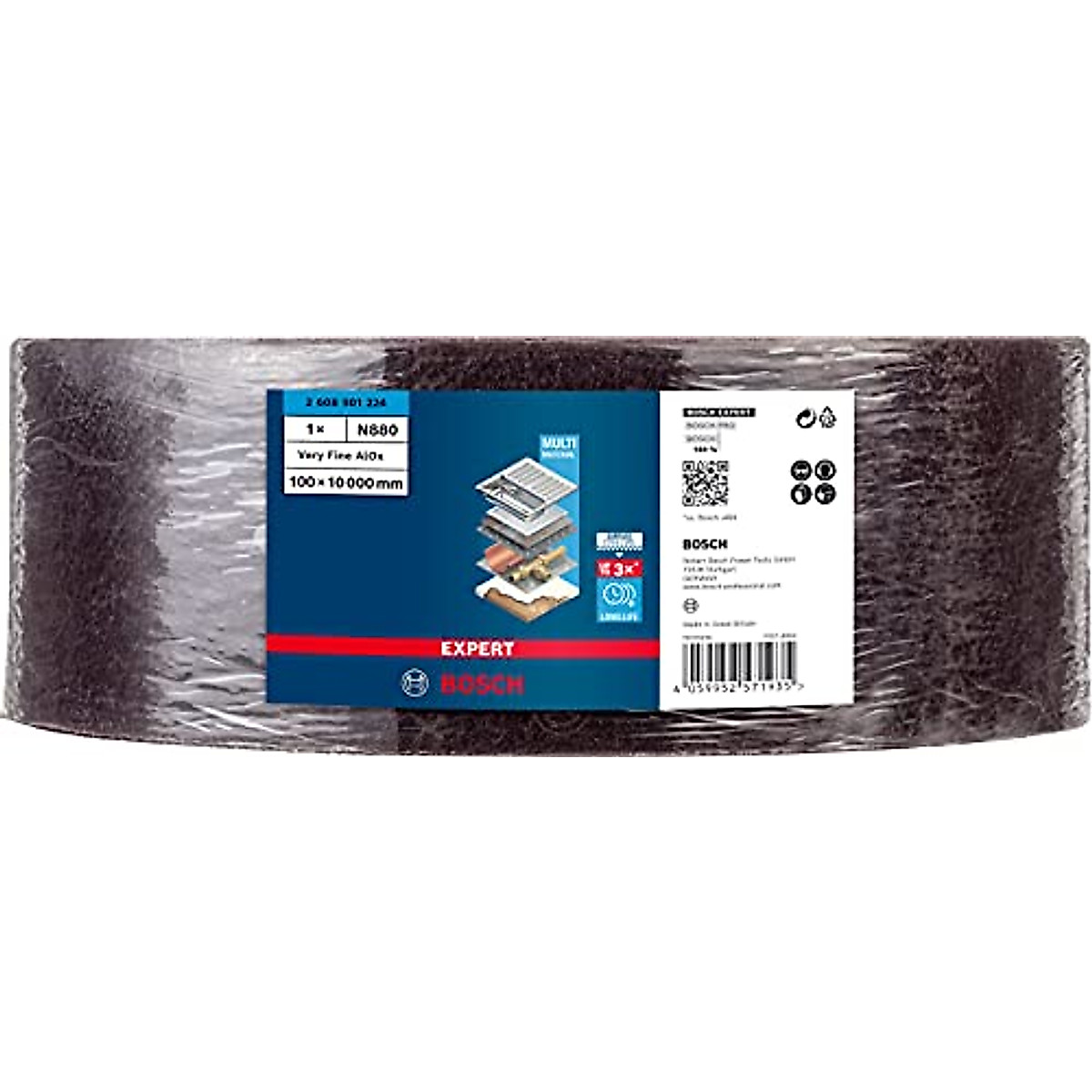 Bosch Professional 1x Expert N880 Fleece Roll (for Steel Sheets, Width 100 mm, Length 10 m, Accessories Hand Sanding)