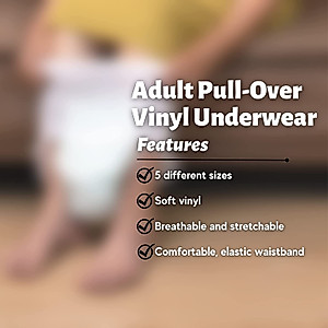 Adult Vinyl Waterproof Pull-On-Cover Incontinence Pants (This is not a Diaper) Extra Oversized Waterproof Underwear Protection to GO ON TOP of/Together with Diapers & Briefs as Added Leak Resistance