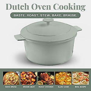 Gotham Steel 5 Qt Dutch Oven Pot with Lid, Nonstick Ceramic Dutch Oven Stock Pot, 10 in 1 Cooking Pot & Dutch Oven for Bread Baking, Stovetop Oven & Dishwasher Safe, Sage Green