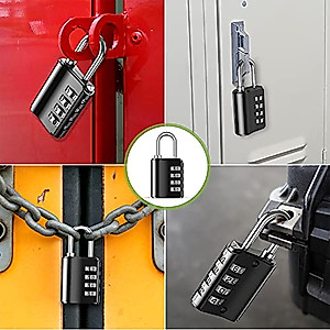 KeeKit Combination Lock, 4 Digit Combination Padlock with Keys, Resettable Waterproof Gate Lock for Locker, Gym, Fence, Case, School & Employee Locker, Toolbox – 2 Pack, Black