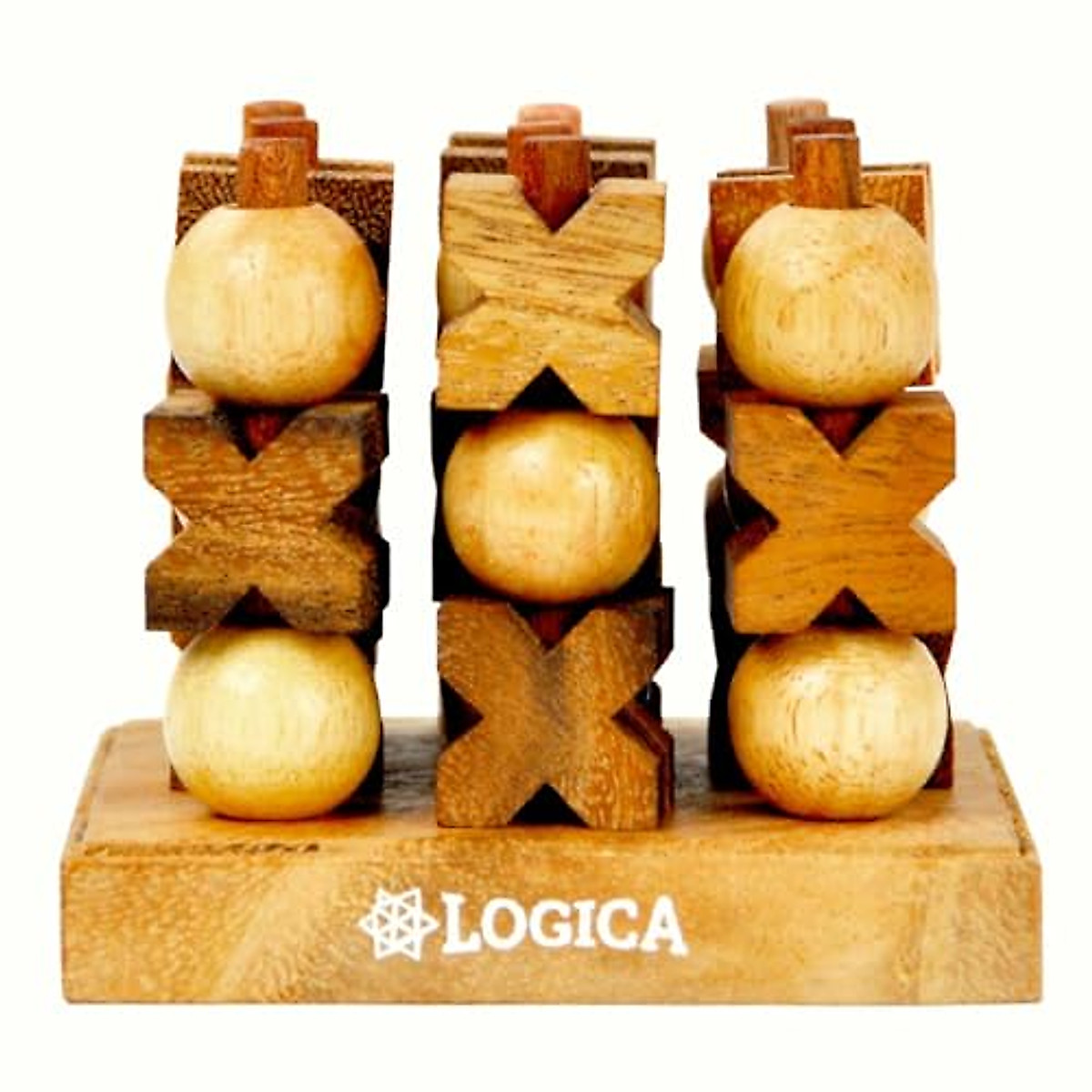 Logica Puzzles Art. Tic-Tac-Toe 3D - Board Game in Fine Wood - Strategy Game for 2 Players - New 3D Strategies