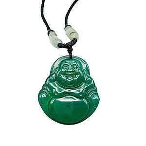 1 pc Chinese Green Jade Jewelry Lucky Smiling Buddha Charm Pendant