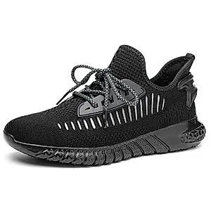 Furuian Steel Toe Shoes for Men Comfortable Safety Shoes Non Slip Steel Toe Sneakers Mens Work Shoes Black Size M12/W13.5