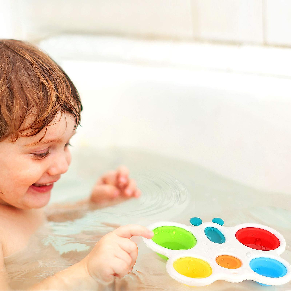 Fidget Popper Sensory Baby Toys for 6+ Months, Montessori Busy Toy for 1 2 3 Year Old Toddlers Push and Popping Bubbles Bath Toys, Travel Toys for Kids Ages 1-3 Stress Relief (Butterfly)