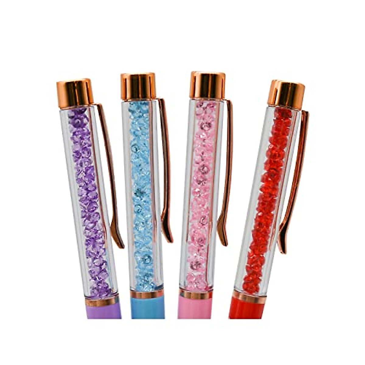 Lopenle 12PCS Fancy Business Pens Novelty Floral Pens Crystal Diamond Stylus Pen Ink Ballpoint Pens School Office Desk Decor Accessories