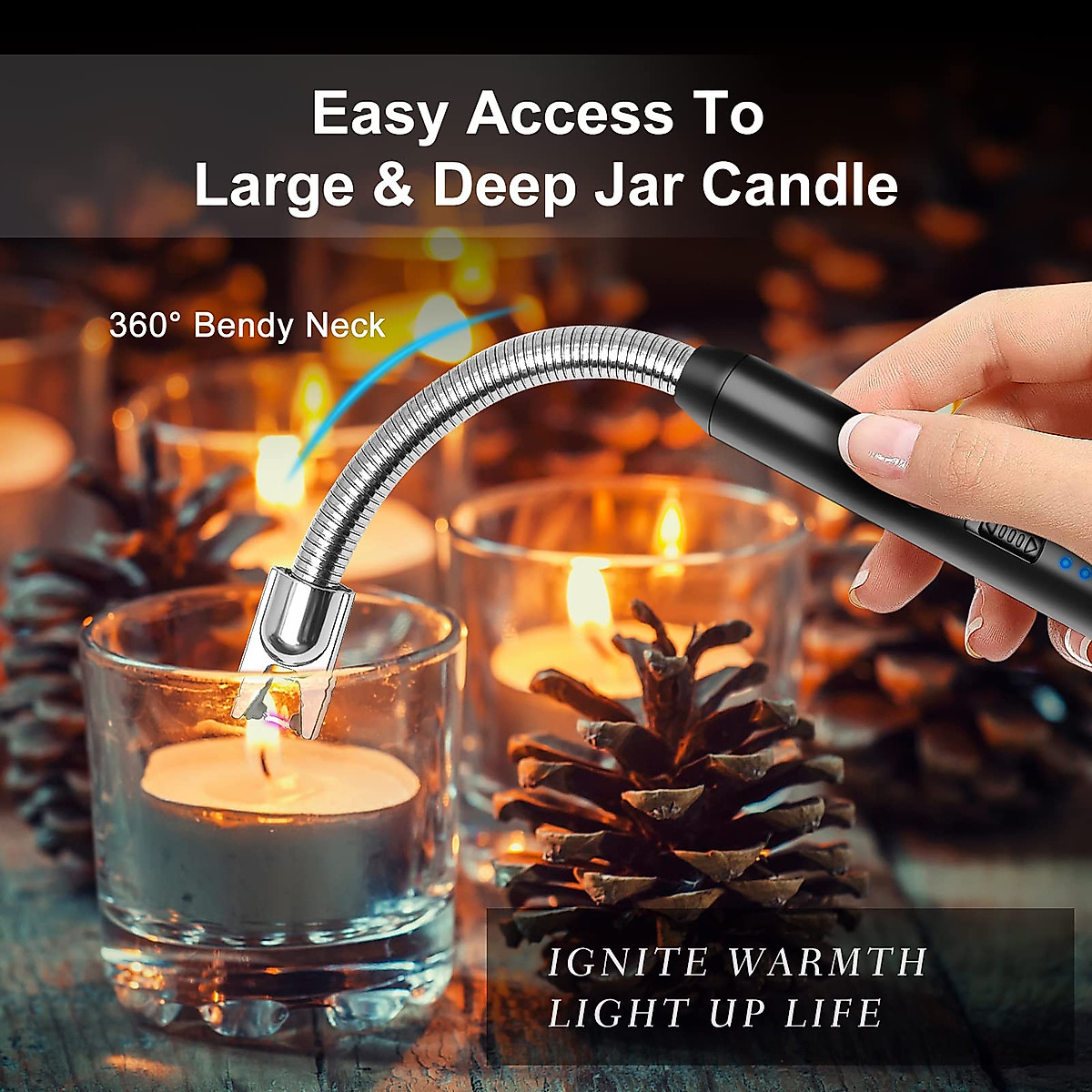 KTEBO 2Pcs Rechargeable Electric Lighters, TYPE-C Long Lighter Use Plasma Arc to Light Candle, Windproof Arc Lighter, Candle Lighter, BBQ Grill Lighter, Camping Accessories