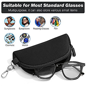 MoKo 𝑵𝒆𝒘𝒆𝒔𝒕 Sunglass Case Portable Glasses Case, 3 Pack Zipper Eyeglass Case Lightweight Soft Sunglass Pouch with Keychain Hook Design for Outdoor Travelling, Black