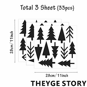 IKEYU Small Pine Tree Wall Sticker Vinyl Black Tree Wall Decal Forest Tree Wall Stickers Pine Tree Wall Decals for Kids Room Bedroom Nursery Decor, Black Trees