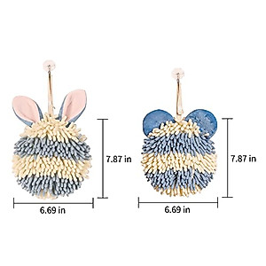 ALSAM 2 PCS Soft Chenille Hanging Hand Towels,Kitchen Hand Towels with Loop,Bathroom Hand Towels Hanging,Quick Dry Cloths for Cleaning,Soft Absorbent Microfiber Hand Towels (Blue)