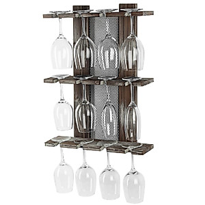 J JACKCUBE DESIGN Wine Glass Rack Wall Mounted, 12 Glassware Holder Rack Stemware Display Drying Storage For Kitchen Home Bar Decor - MK583A