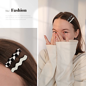 Fastat 12PCS No Bend Hair Clips Fashion Black And White Hair Clips Pretty Hair Pins For Women Hair AccessoriesAcrylic Hair Barrettes For Women With Thick Thin Hair