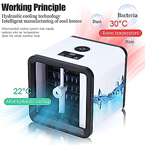 DEKBED Portable Air Conditioner, Mini AC Unit，small personal evaporating cooler, 3 speed 7 color LED lights, 4 in 1 person cooling fan touch screen, Home Room Office outdoor