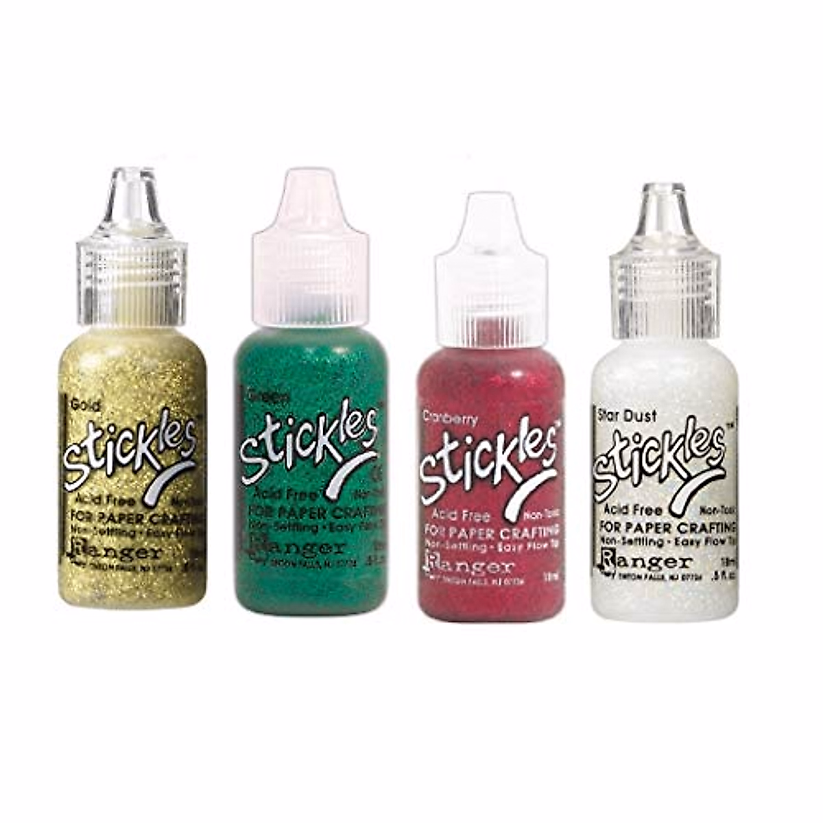 Stickles Glitter Glue 4-Color Bundle: Gold, Green, Cranberry, Stardust