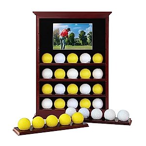 ASmileIndeep Golf Ball Display Case - No Door Golf Ball Holder for 30 Balls, Solid Wood Rack Wall Mount for Enthusiasts