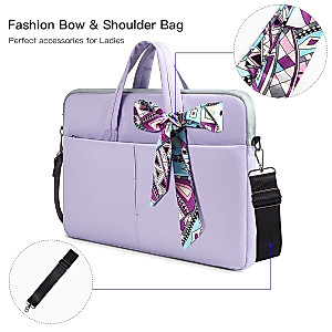 14-15 Inch Laptop Sleeve Shoulder Bag Ladies Women Briefcase for Macbook Pro 14" M3/M2/M1, HP Pavilion x360 14, Dell Inspiron 13 5000, Lenovo Flex 5 14/Ideapad 3 14, Acer ASUS Macbook 14 Case, Purple