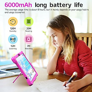 10.1 Inch Kids Tablet,Android 12 Tablet for Kids with Parent Control,1280x800 HD IPS,3GB+32GB,6000mAh Dual Camera WiFi Bluetooth Tablet,Children Tablet with Shock-Proof Case YouTube Netflix(Pink)