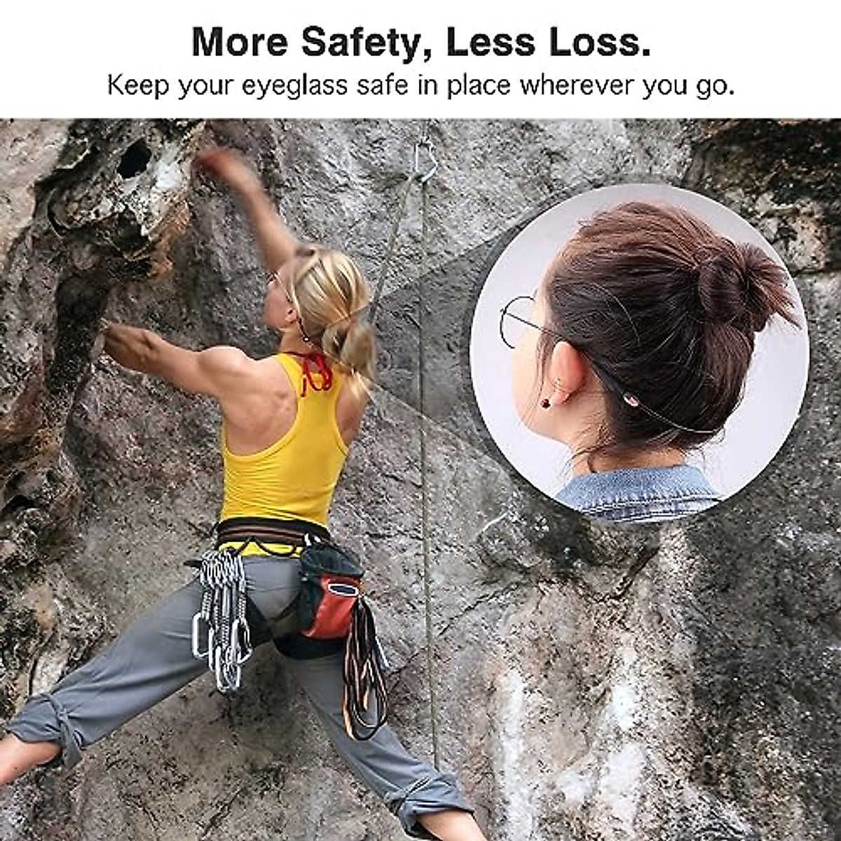 ATiC Glasses Strap, Adjustable Sunglasses Strap, Sports Eyeglass Holder Strap, No Tail Eyewear Retainer Glasses Lanyard for Men Women, Pack of 4, Black